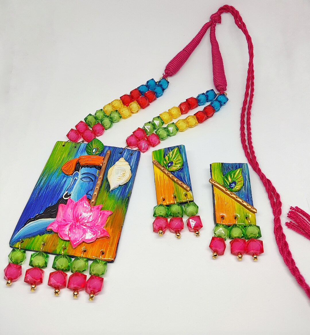 Krishna Style Jewelry Set, Fabric Jewelry - Etsy