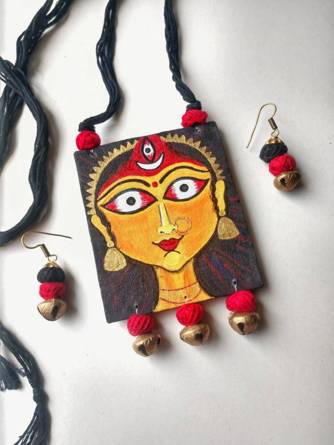 Durga Puja Special, Handmade Jewellery, Hand-painted Jewellery Set - Etsy