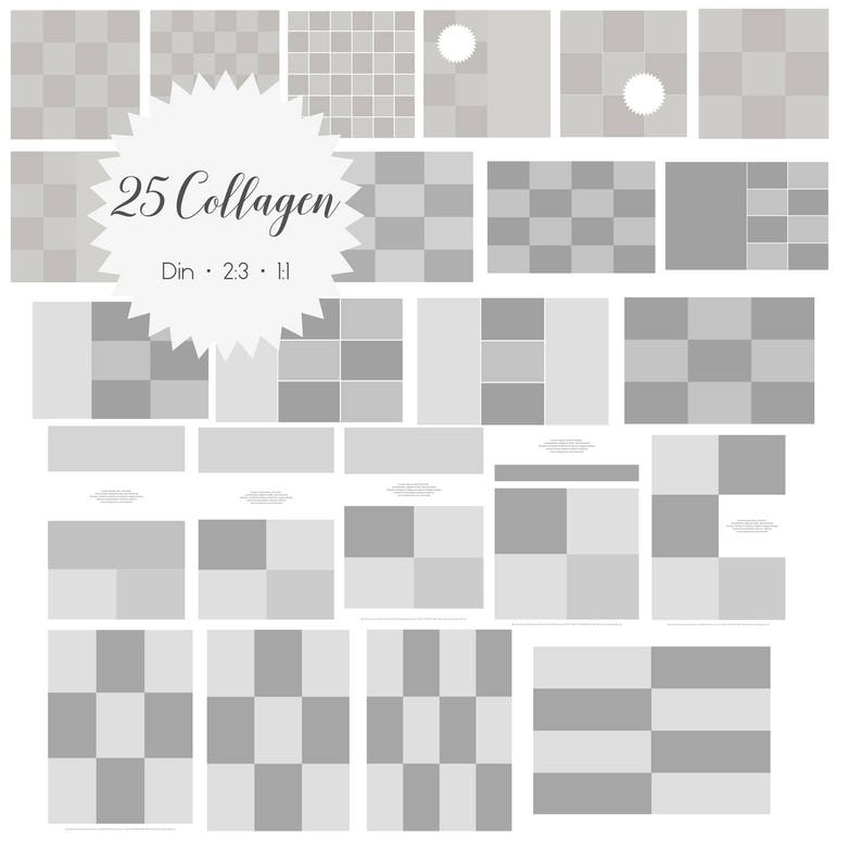 25 Collage Templates Din, 2:3, Square Psd Files Photoshop - Etsy