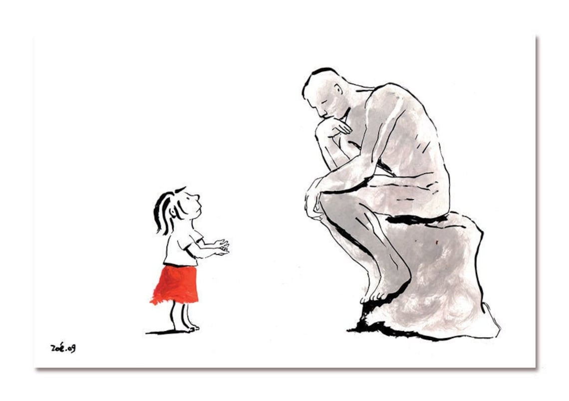 Postcard, Humor, the Thinker of Rodin - Etsy