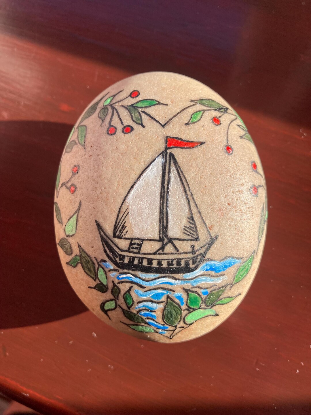 Ship Pebble Art, Painted Pebble, Old School Ship , Coastal Art, Sea ...