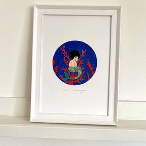 Mermaid Print, Original Hand Designed Screen Print, Coastal Wall ...