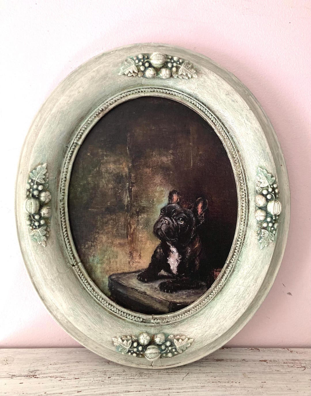 Original Fine Art Print in Glorious Ornate White Baby Blue Patina ...
