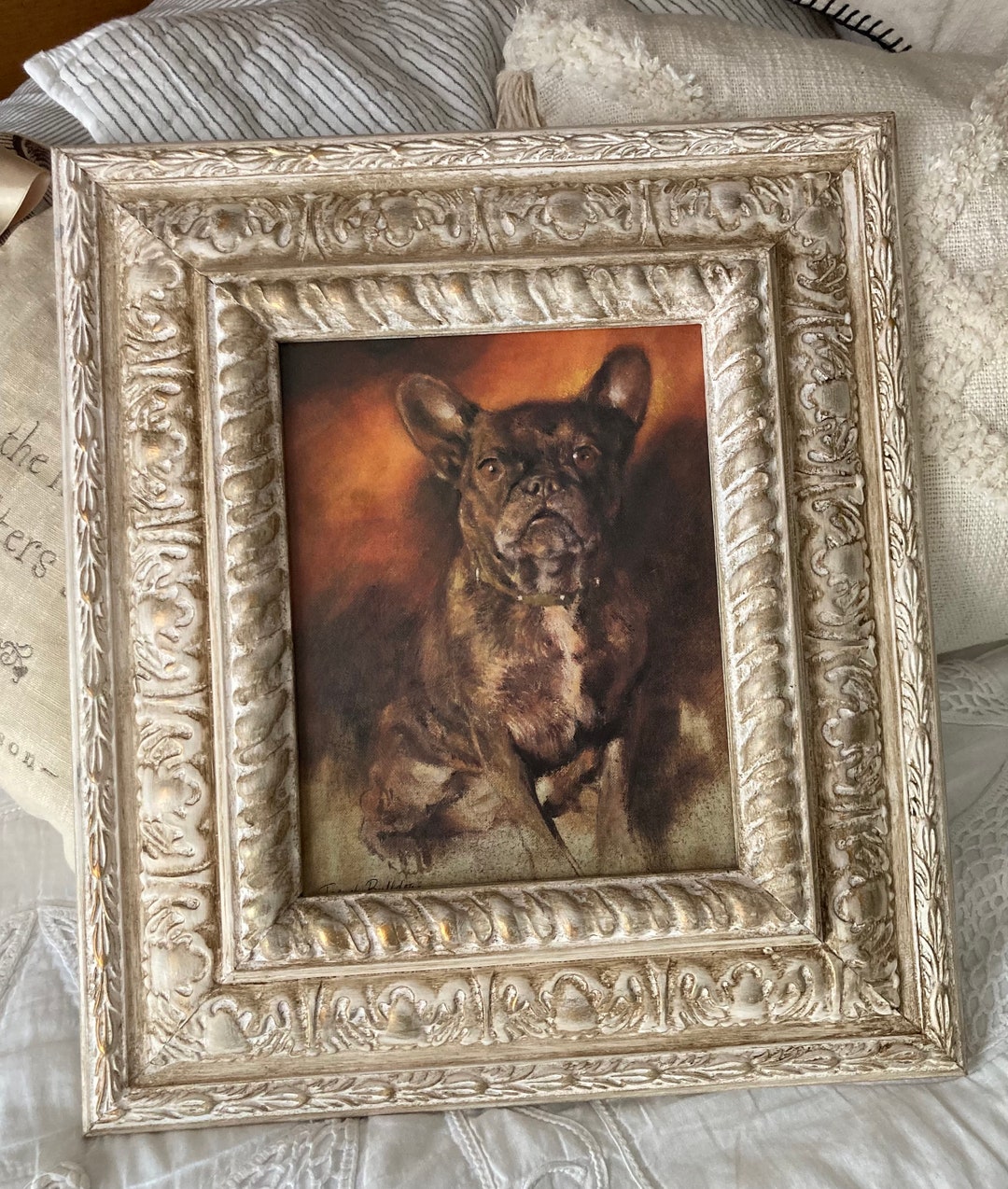 Beautiful Brindle French Bulldog Book Print by Artist Rien Poortvliet ...