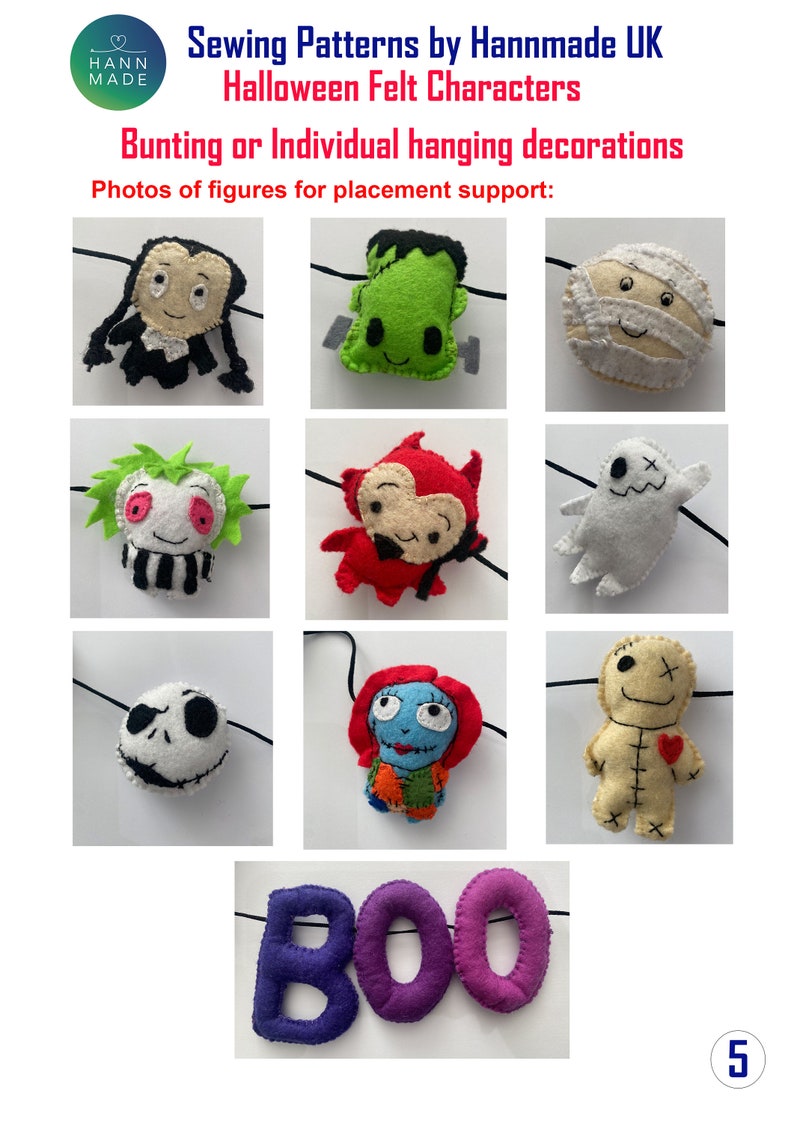 20 Felt Halloween Character PDF Sewing Pattern, DIY Halloween Felt ...