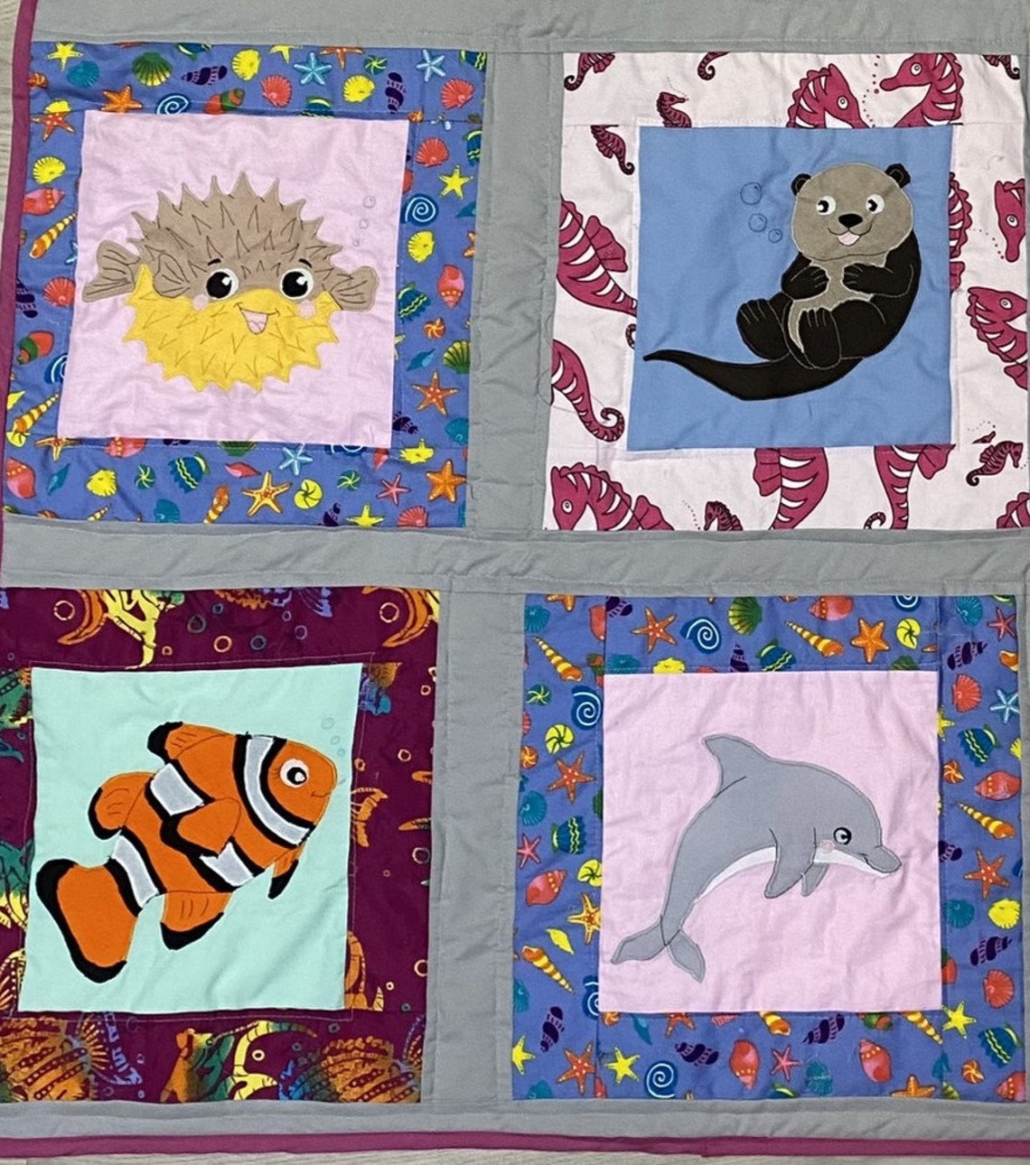 Sea Life Quilt Sewing Pattern, Applique Crib Quilt (PDF) - Etsy