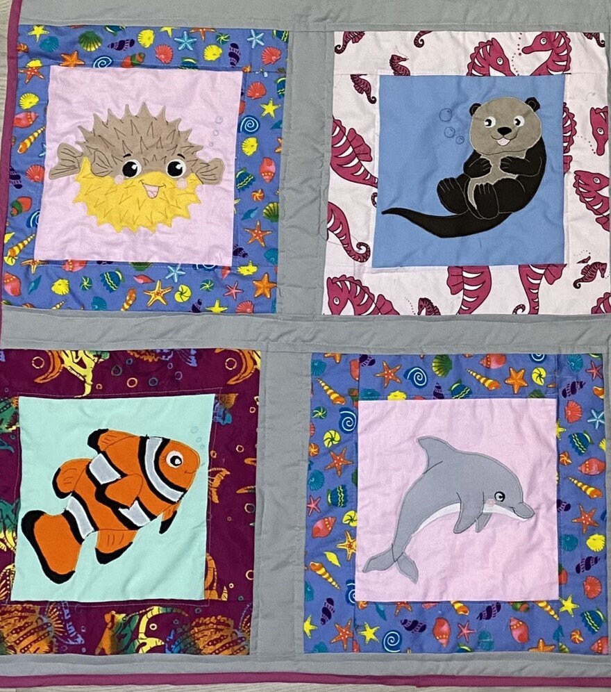 Sea Life Creatures Quilt Sewing Pattern. Cute Ocean Life Babies Crib ...