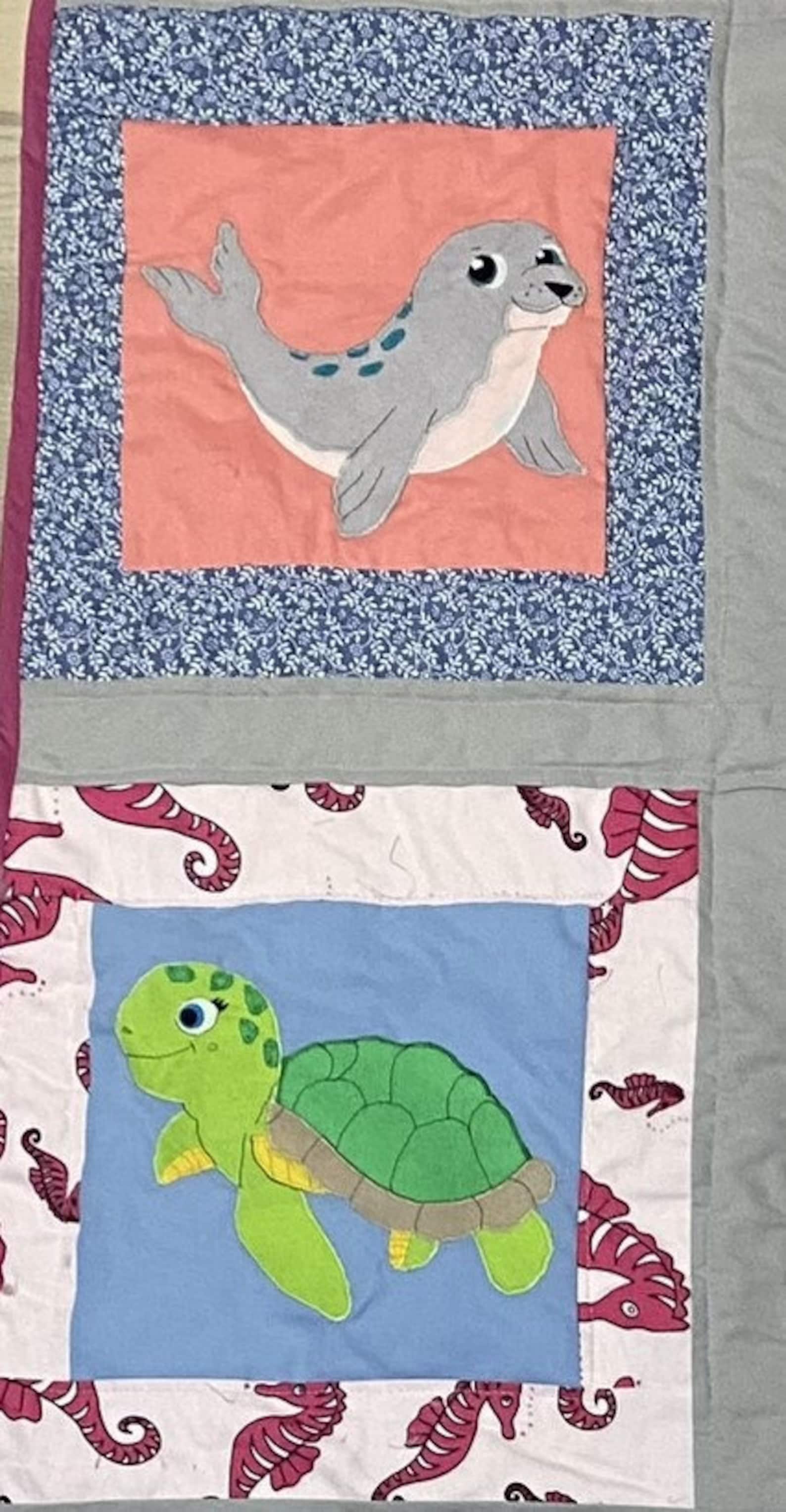 Sea Life Creatures Quilt Sewing Pattern. Cute Ocean Life Babies Crib ...
