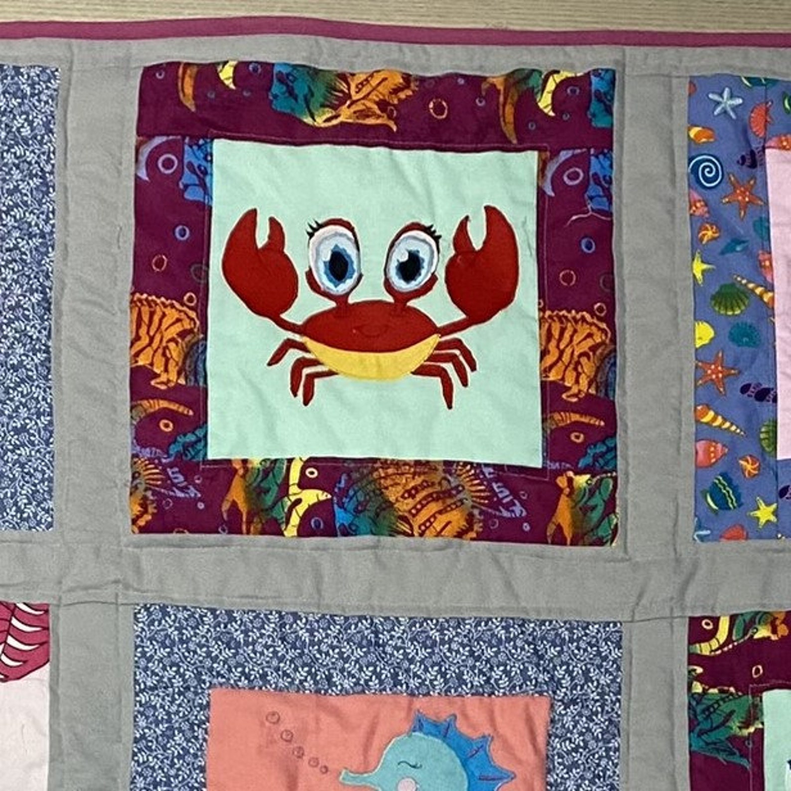 Sea Life Creatures Quilt Sewing Pattern. Cute Ocean Life Babies Crib ...