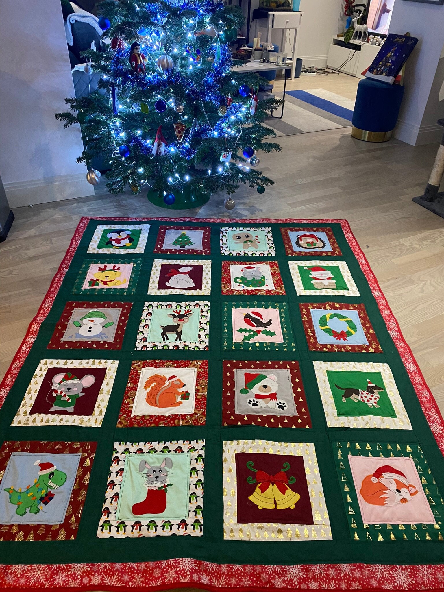 Christmas Characters Patchwork Quilt Sewing Pattern. Festive Holiday ...