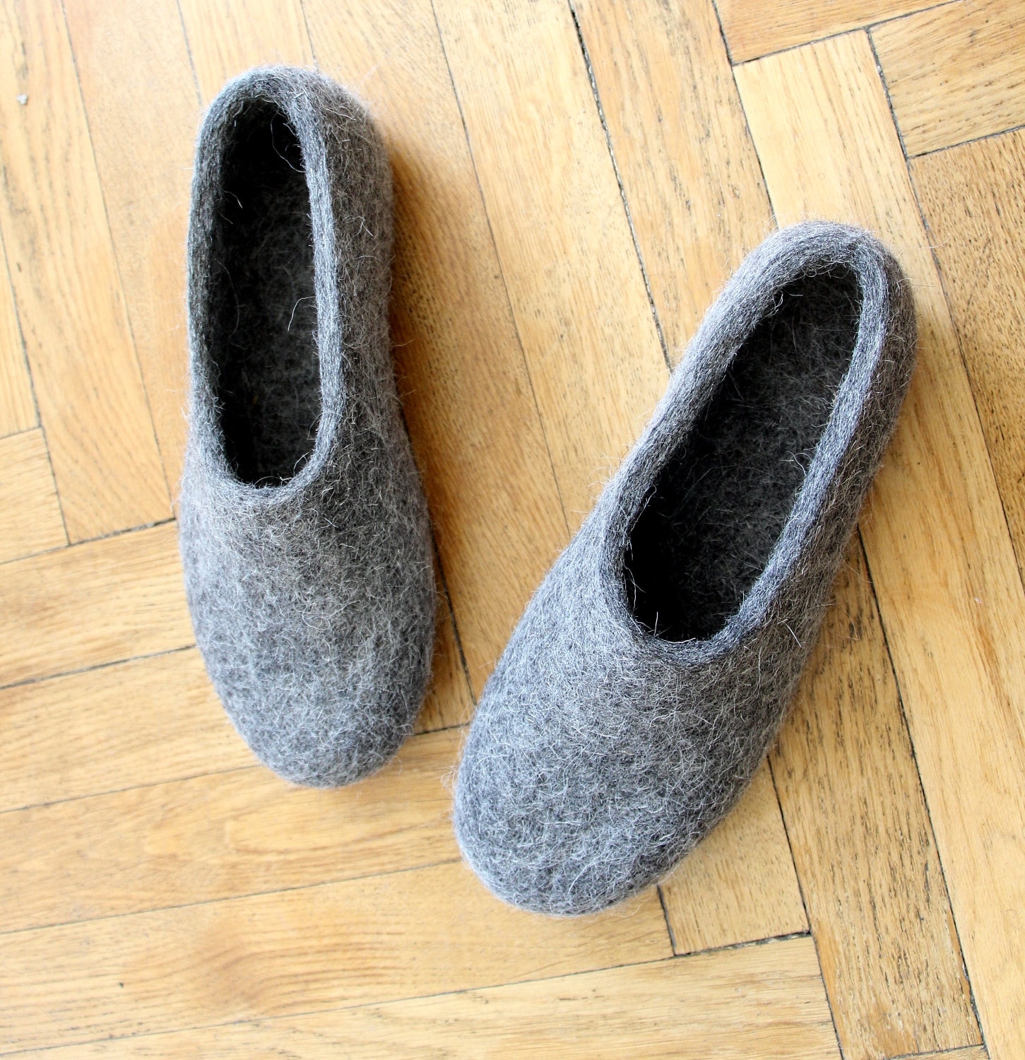 Dark Gray Boiled Wool Clogs, Gray Slippers, Women Wool Slippers ...