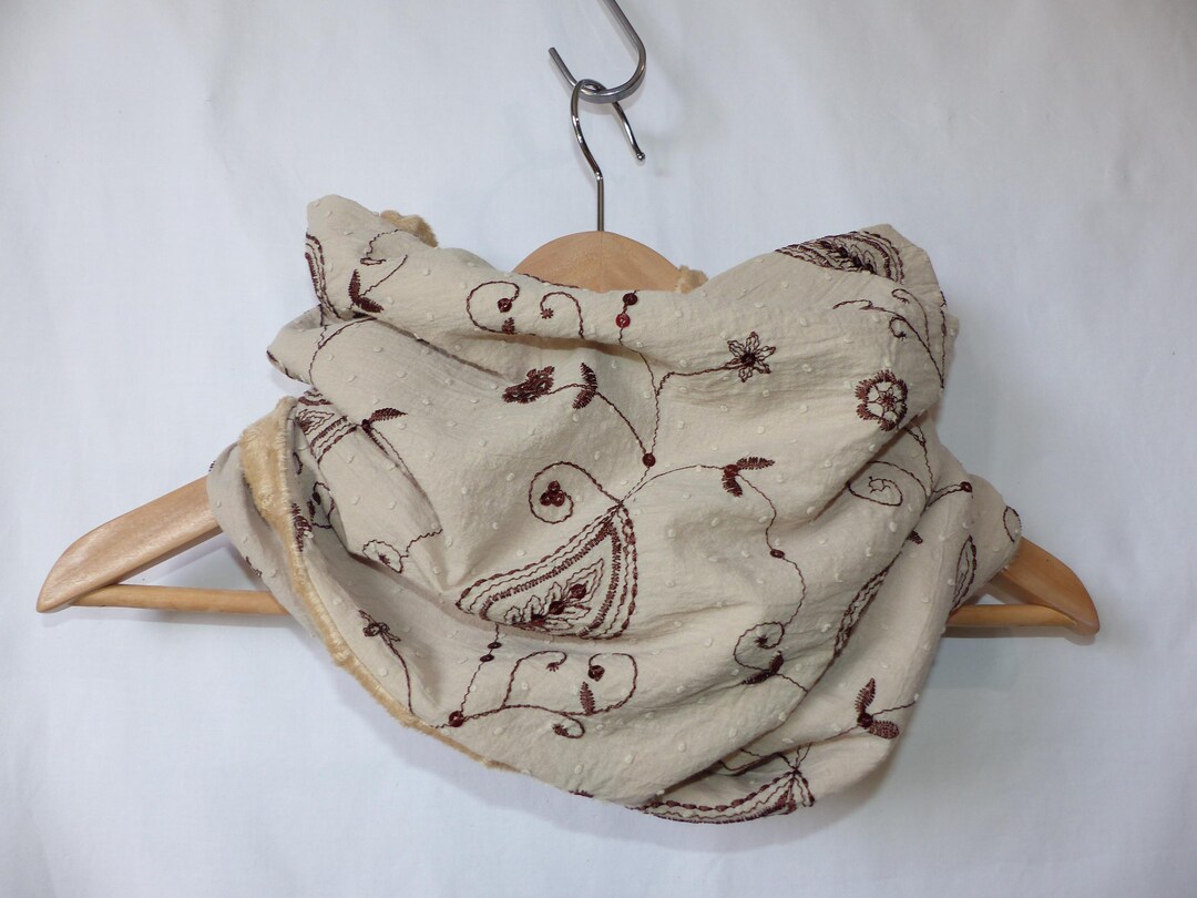 Tubular Scarf With Embroidery and Sequins, Double-wrap Adult Snood - Etsy