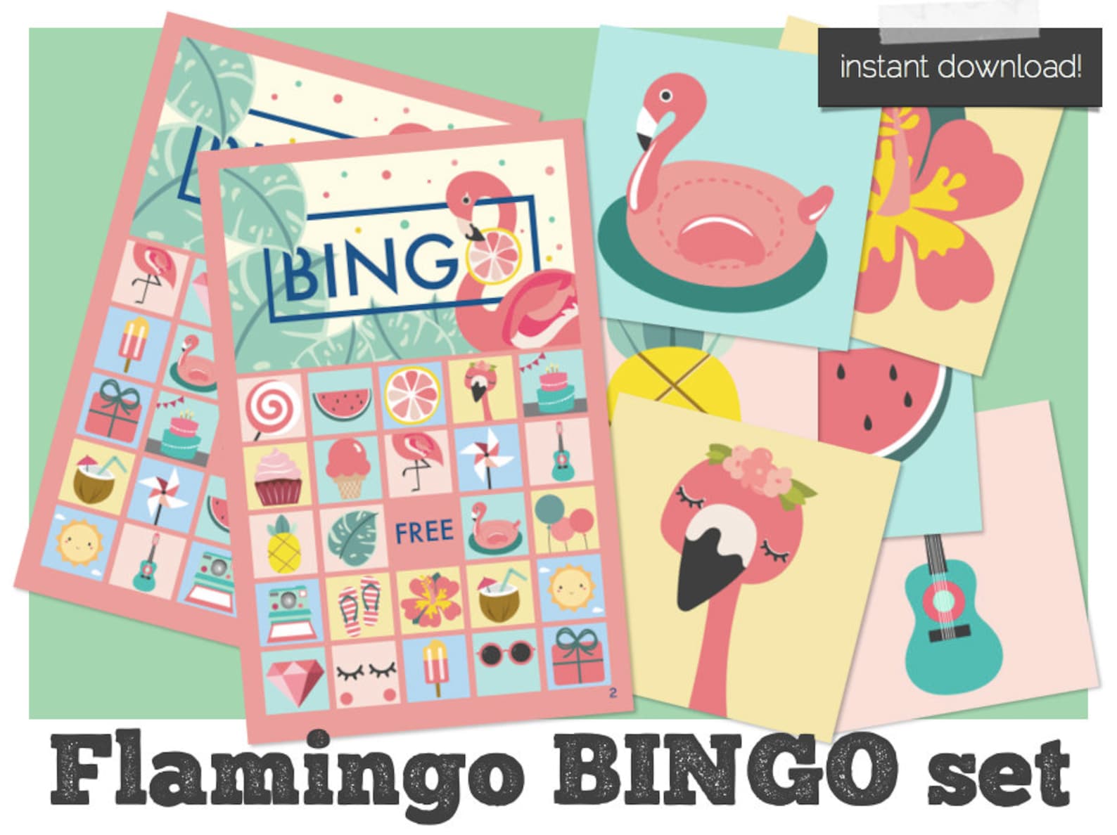 Flamingo Printable, Flamingo Bingo, Flamingo Party Printable, Flamingo ...