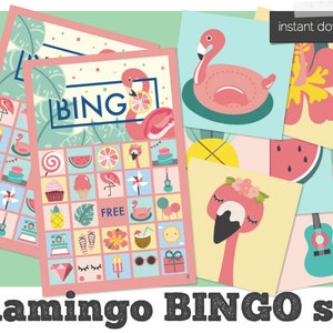 Flamingo Printable, Flamingo Bingo, Flamingo Party Printable, Flamingo ...