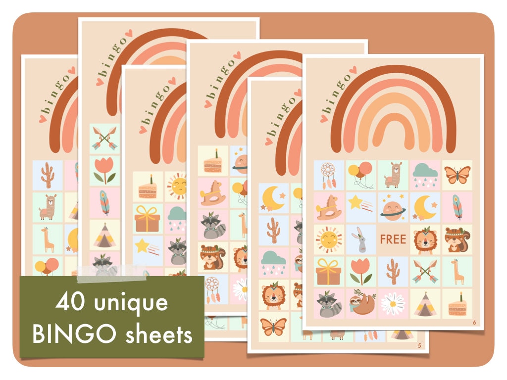 Boho Rainbow BINGO Party Games Printable - Etsy