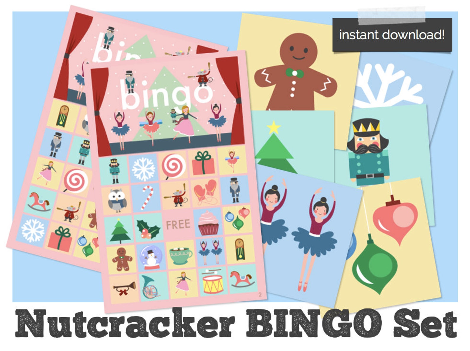 Nutcracker Bingo, Nutcracker Ballet Bingo, Party Games Printable ...