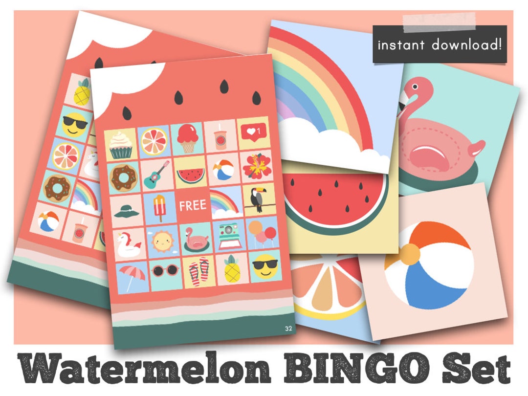 Watermelon Bingo, Watermelon Birthday Party Games, Instant Download ...