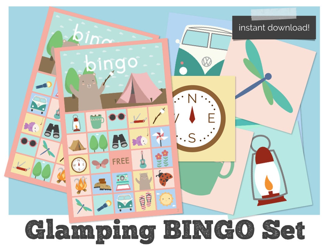 Glamping BINGO, Camping BINGO, Glamping Camping Party Games, Instant ...