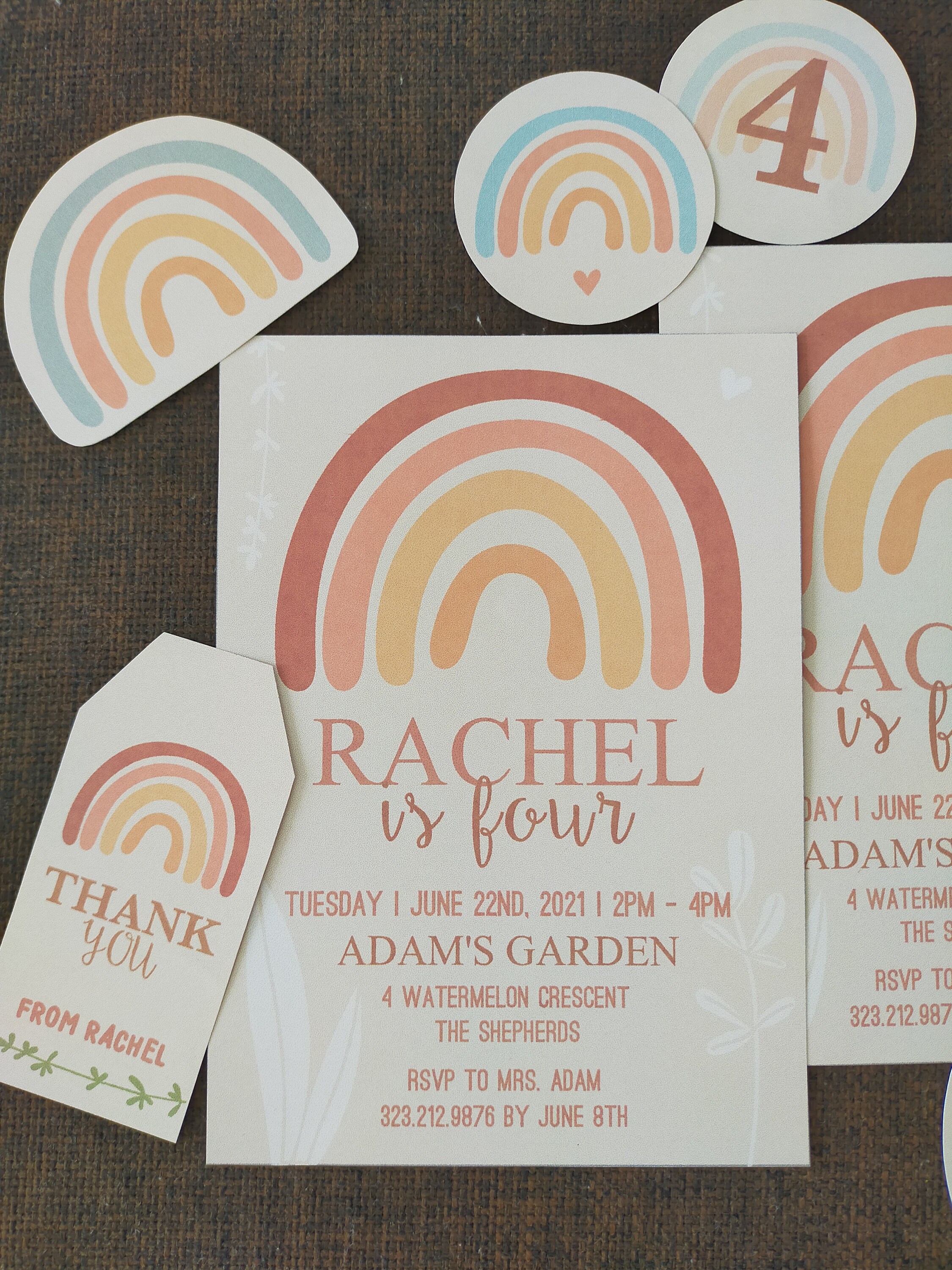 Boho Rainbow Party Printable Instant Download Edit Yourself at - Etsy