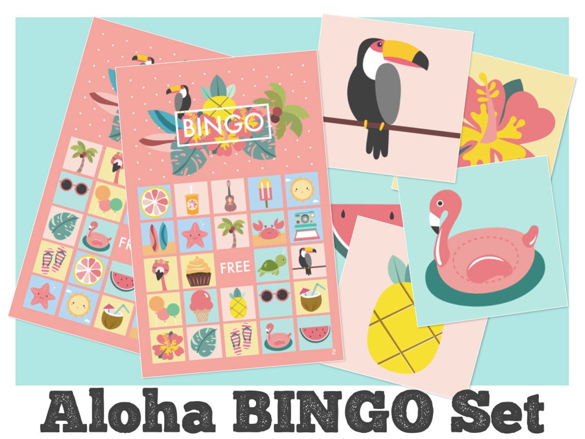 Aloha bingo aloha hawaii luau printable aloha party games | Etsy