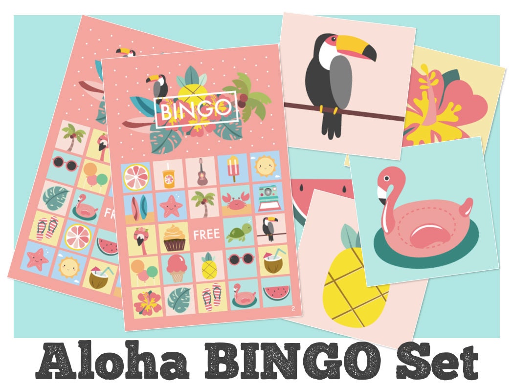 Aloha Bingo, Aloha Hawaii Luau Printable, Aloha Party Games, Summer ...