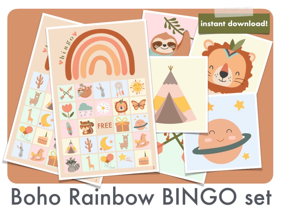 Boho Rainbow BINGO Party Games Printable - Etsy