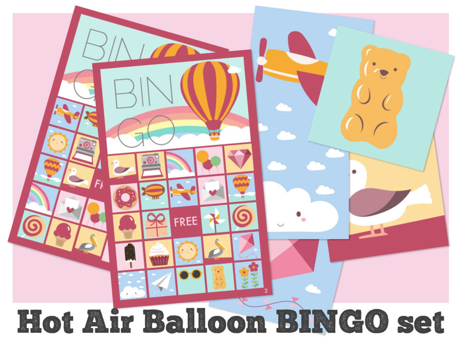Hot Air Balloon Bingo Game, 40 Unique Cards (digital Download) - Etsy