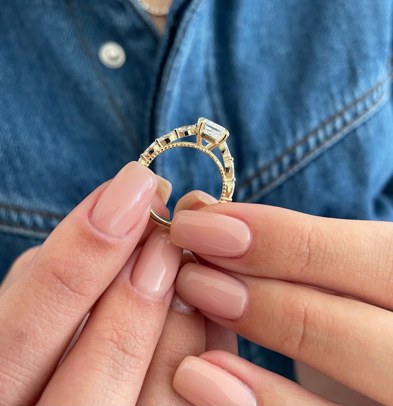 2.80 Carat Diamond Engagement Ring 14k Gold Emerald Cut - Etsy