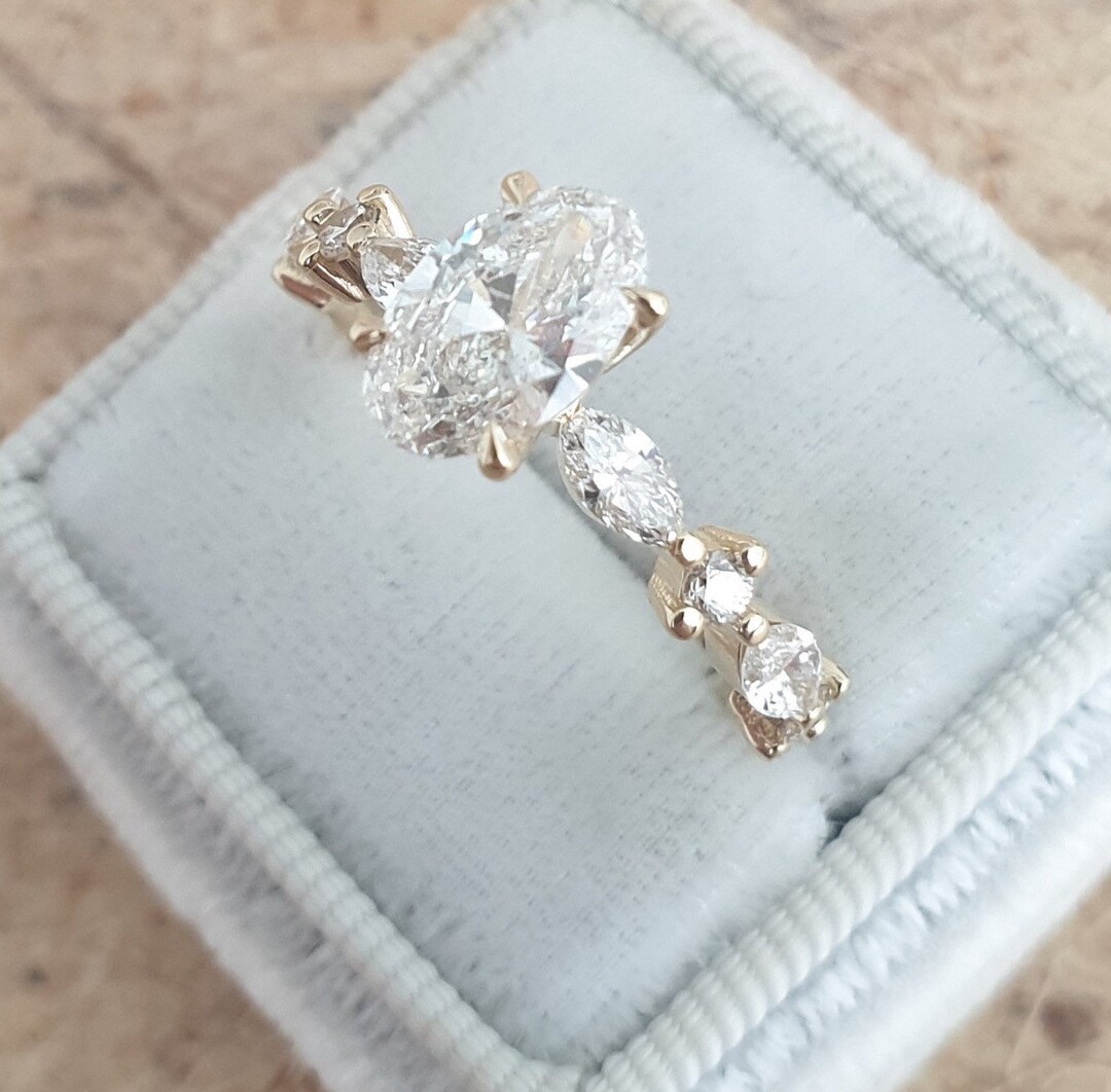 Oval Diamond Engagement Ring 1 Carat Oval Shape 14k Yellow - Etsy