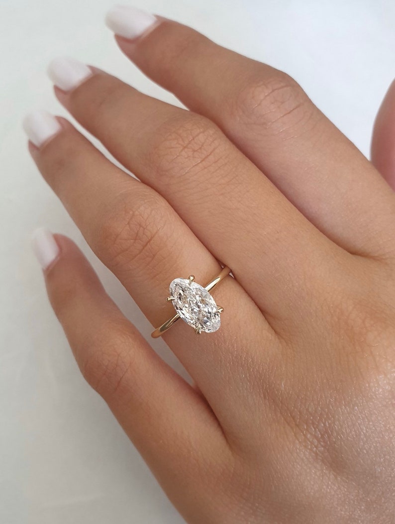Moval Diamond Engagement Ring 1.25 Carats Oval Diamond Ring - Etsy