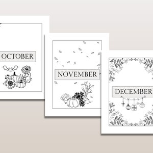 Monthly Calendar Divider Pages, 12 Unique and Seasonal Full Page ...