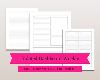 Undated Vertical Layout Weekly Calendar, Minimalist Printable Digital ...