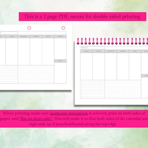 Undated Weekly Calendar, Minimalist Printable Digital PDF Download ...