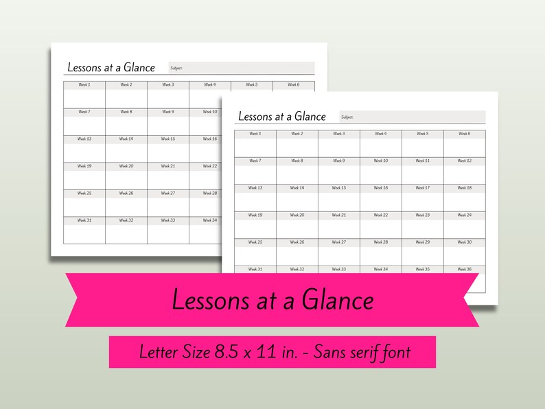 Homeschool Lessons at a Glance, Lesson Planner Add On, Yearly Overview ...