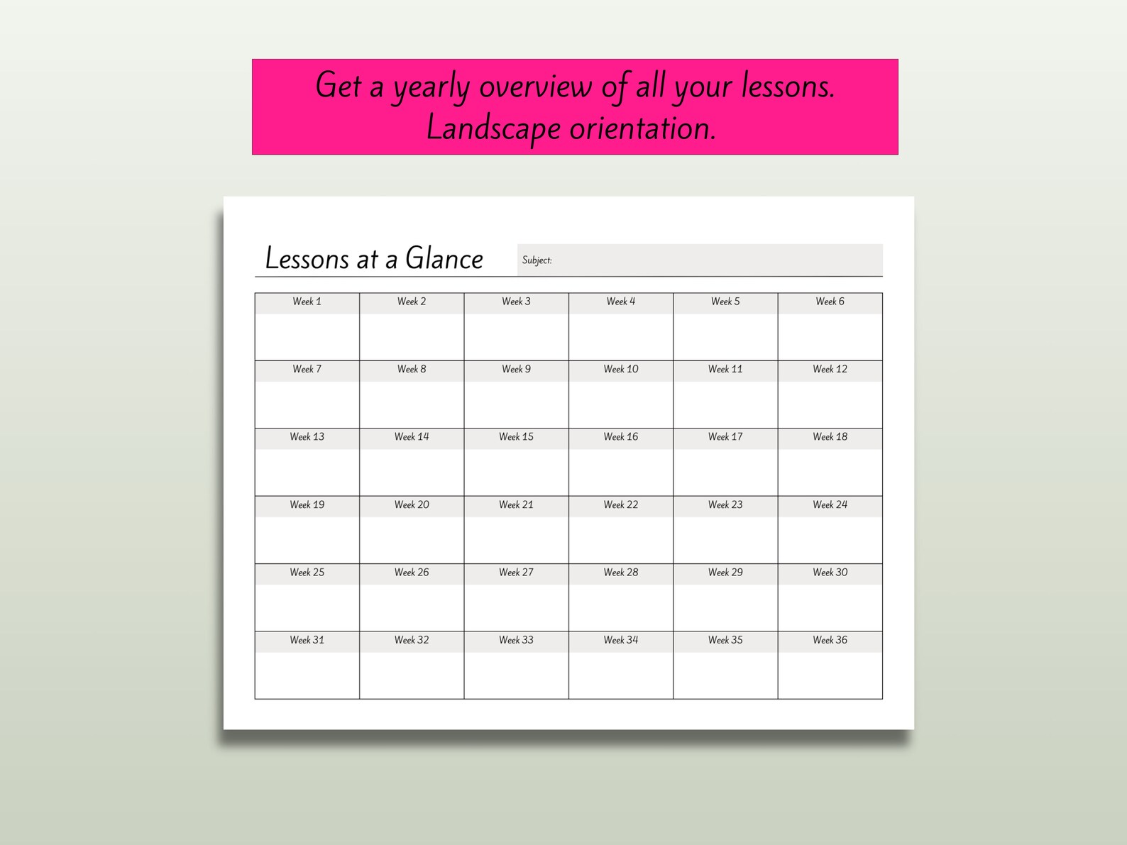 Homeschool Lessons at a Glance, Lesson Planner Add On, Yearly Overview ...