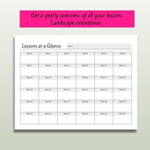 Homeschool Lessons at a Glance, Lesson Planner Add On, Yearly Overview ...
