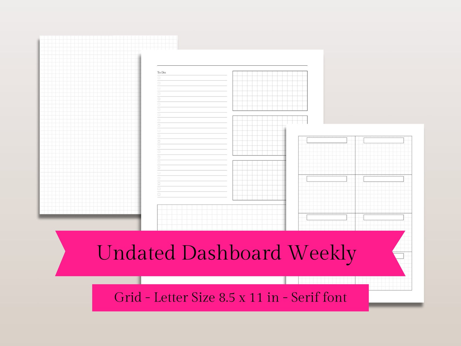 Undated Weekly Calendar, Minimalist Printable Digital PDF Download ...