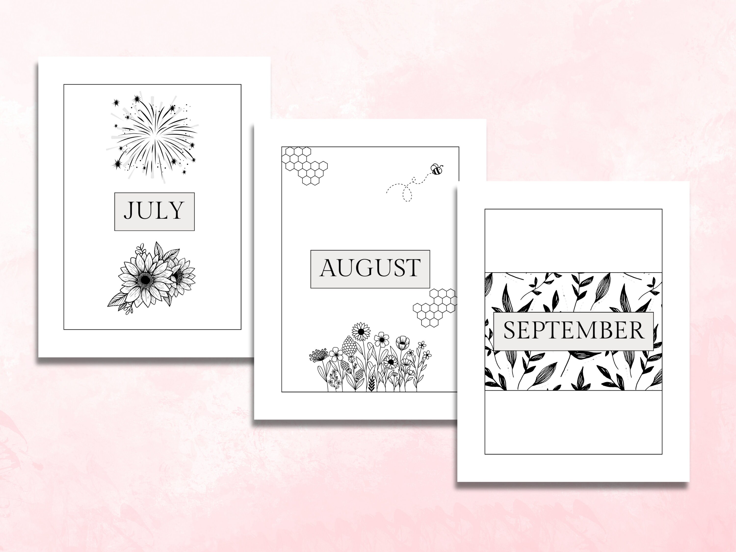 Monthly Calendar Divider Pages, 12 Unique and Seasonal Full Page ...