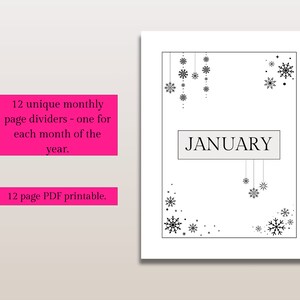 Monthly Calendar Divider Pages, 12 Unique and Seasonal Full Page ...