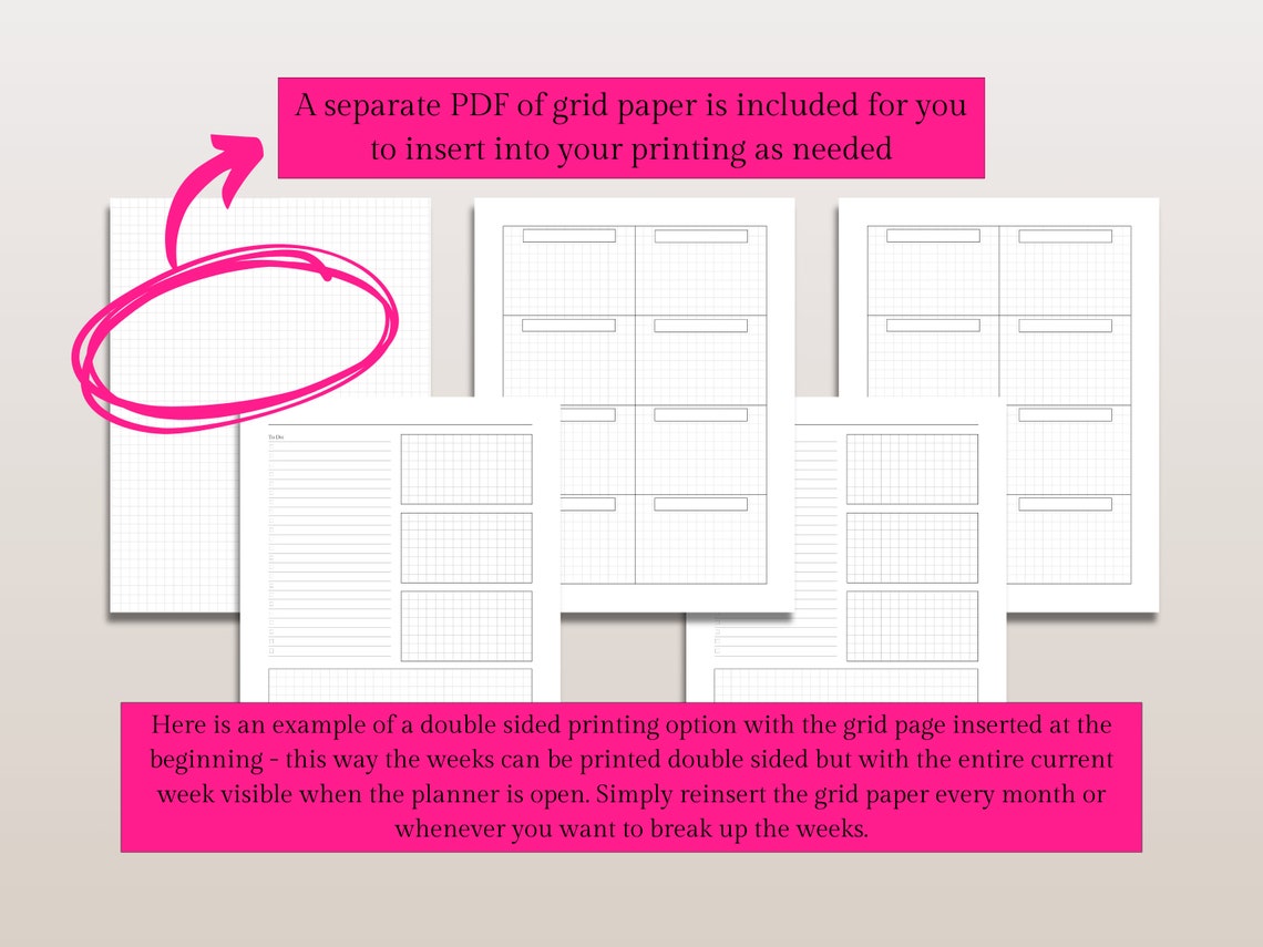 Undated Weekly Calendar, Minimalist Printable Digital PDF Download ...