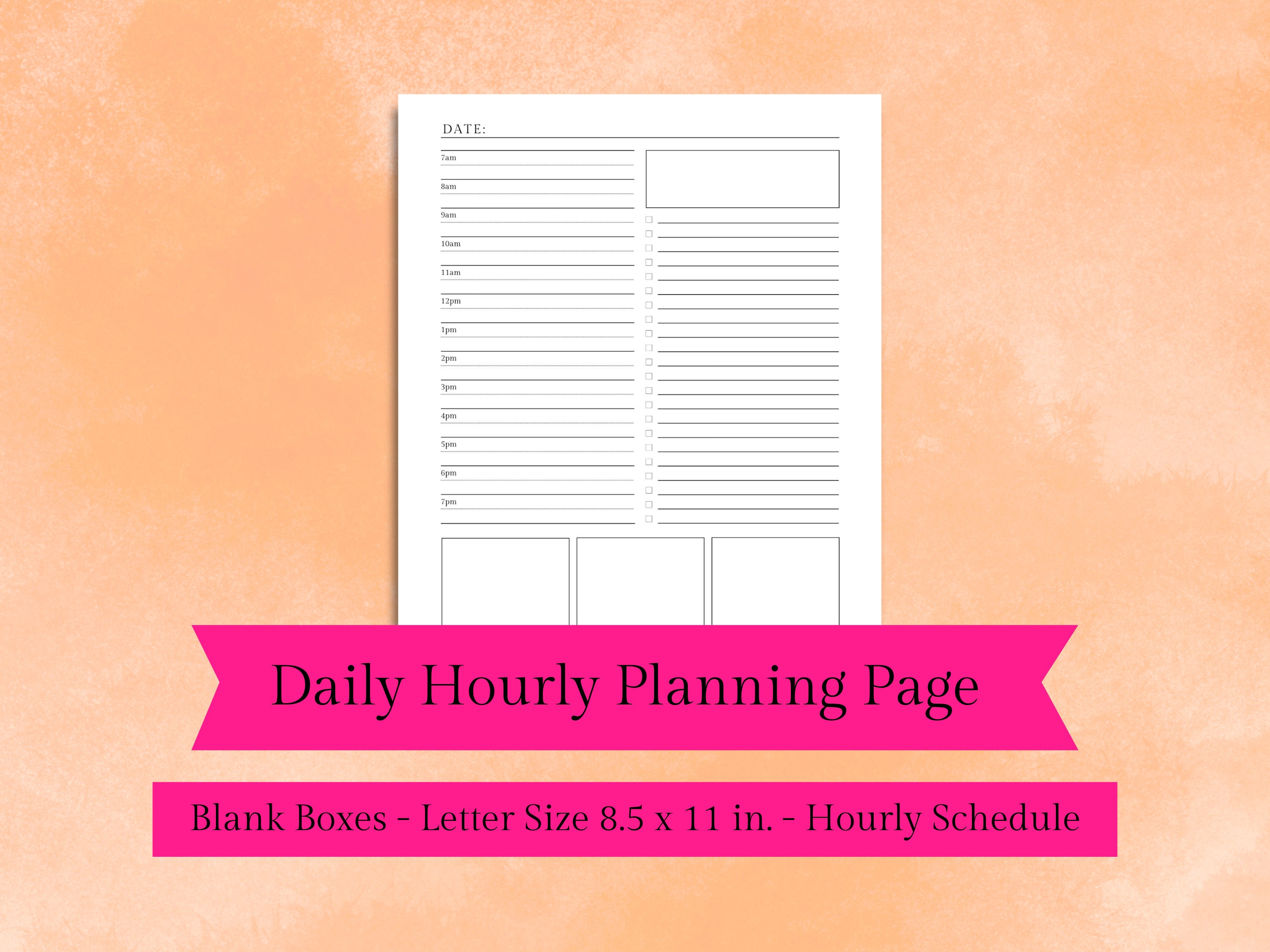 Daily Hourly Planning Page Printable Digital Download - Etsy