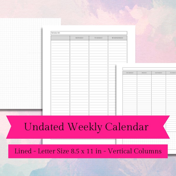 Vertical Weekly Calendar - Etsy
