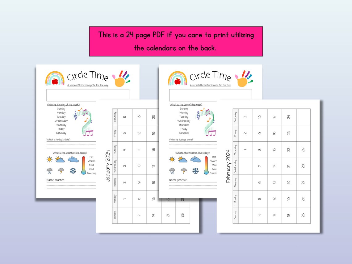 Printable Circle Time Activity for Preschool and Kindergarten, Early ...
