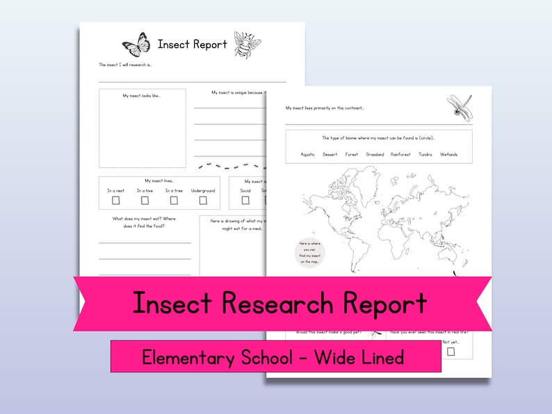 Insect Research Report, Bug Study Printable Worksheet, Nature ...
