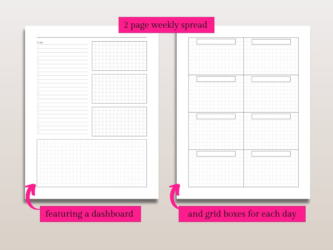 Undated Weekly Calendar, Minimalist Printable Digital PDF Download ...