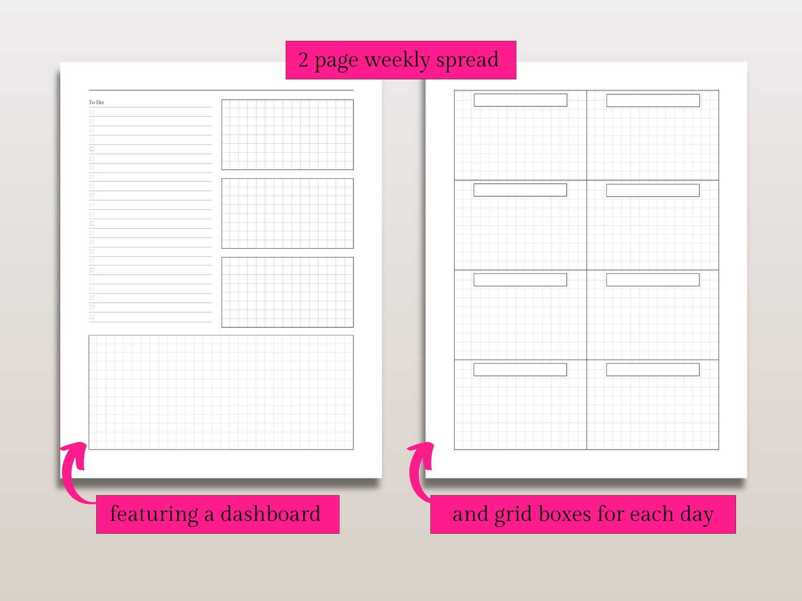 Undated Weekly Calendar, Minimalist Printable Digital PDF Download ...