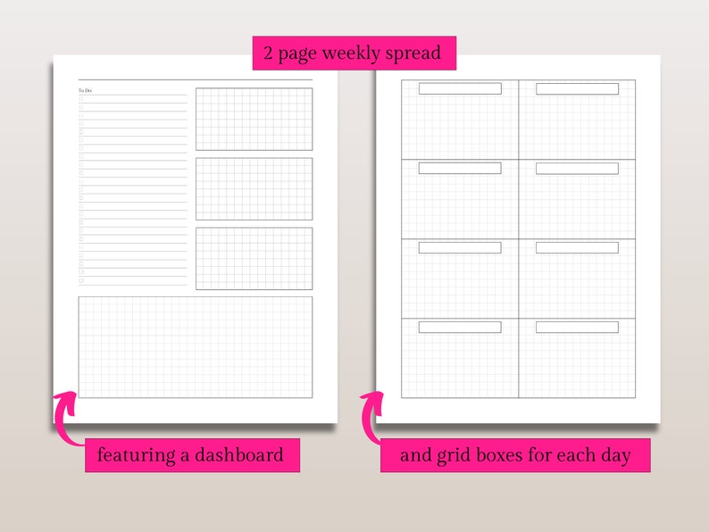 Undated Weekly Calendar, Minimalist Printable Digital PDF Download ...