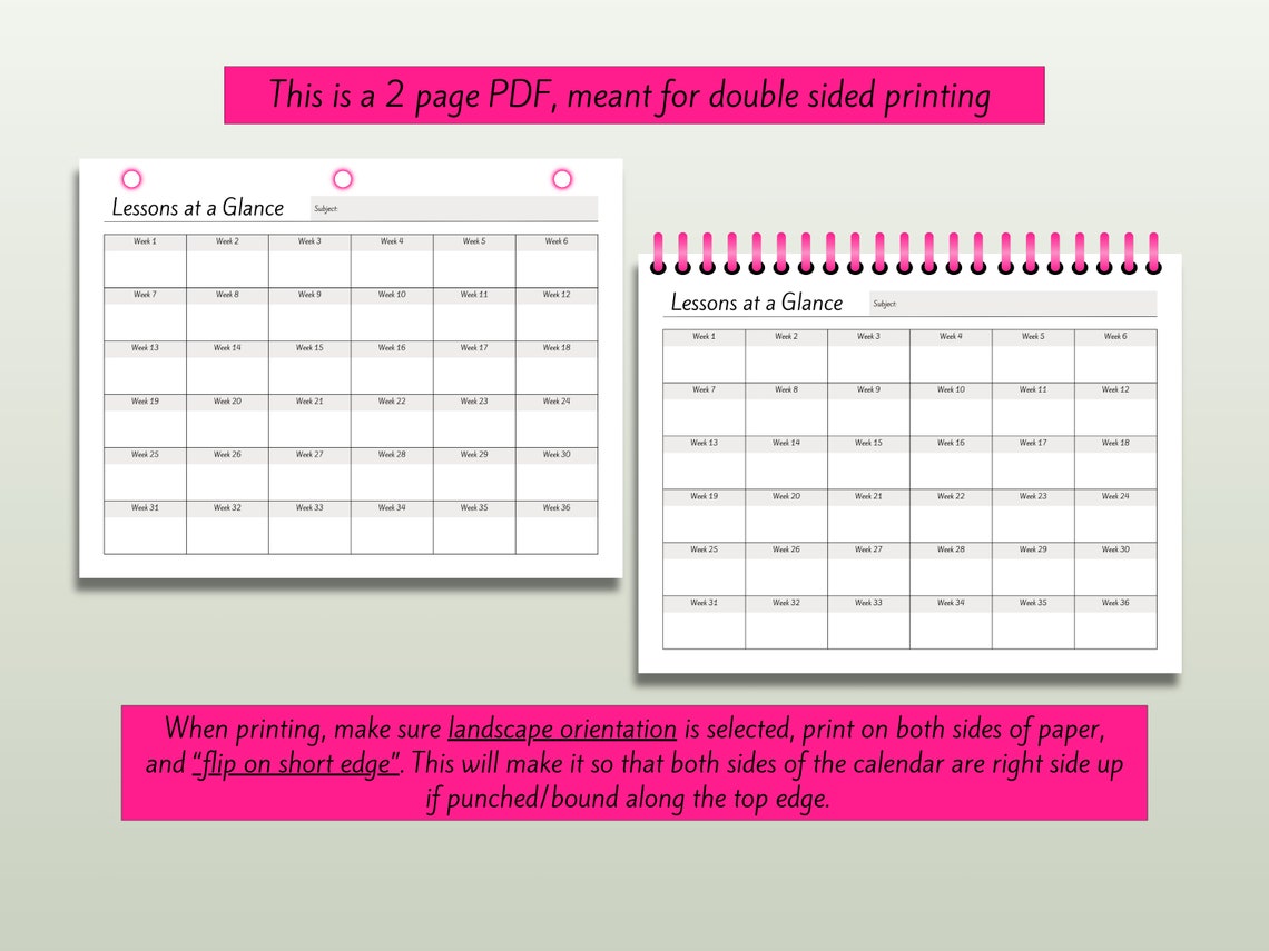 Homeschool Lessons at a Glance, Lesson Planner Add On, Yearly Overview ...