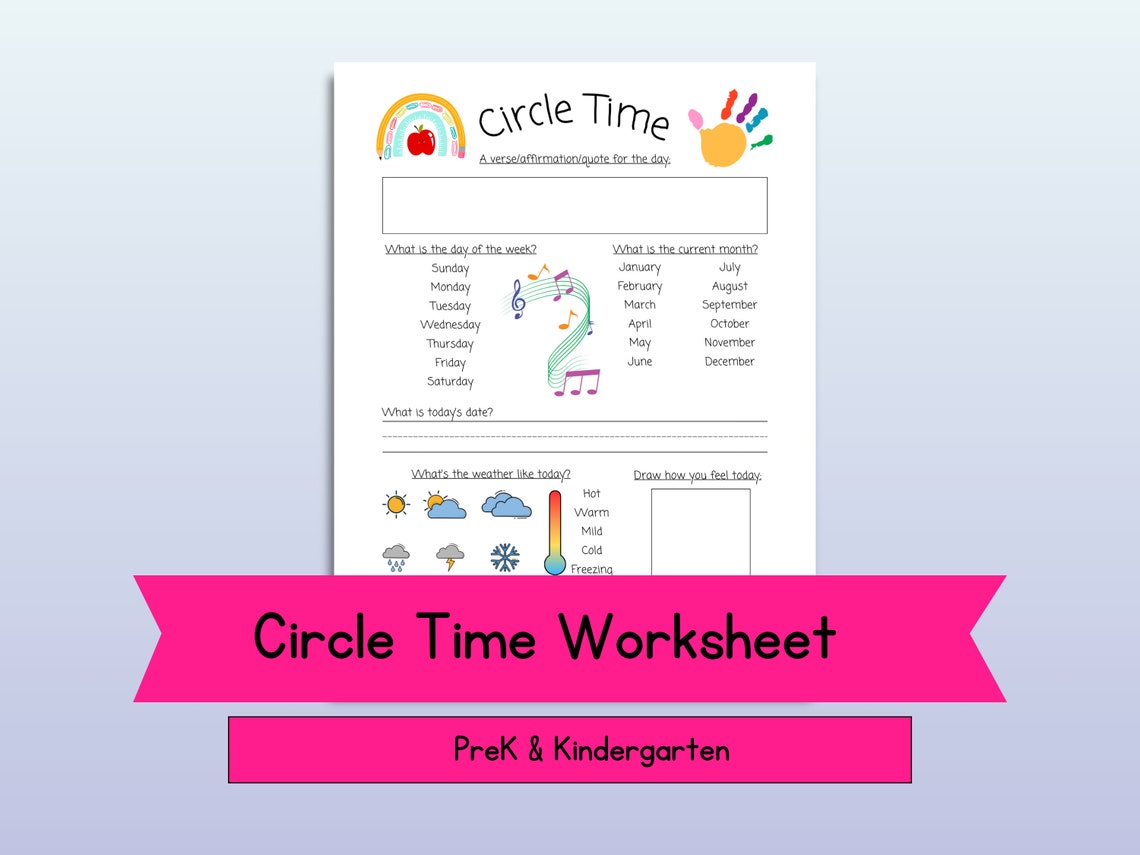 Printable Circle Time Activity for Preschool and Kindergarten, Early ...