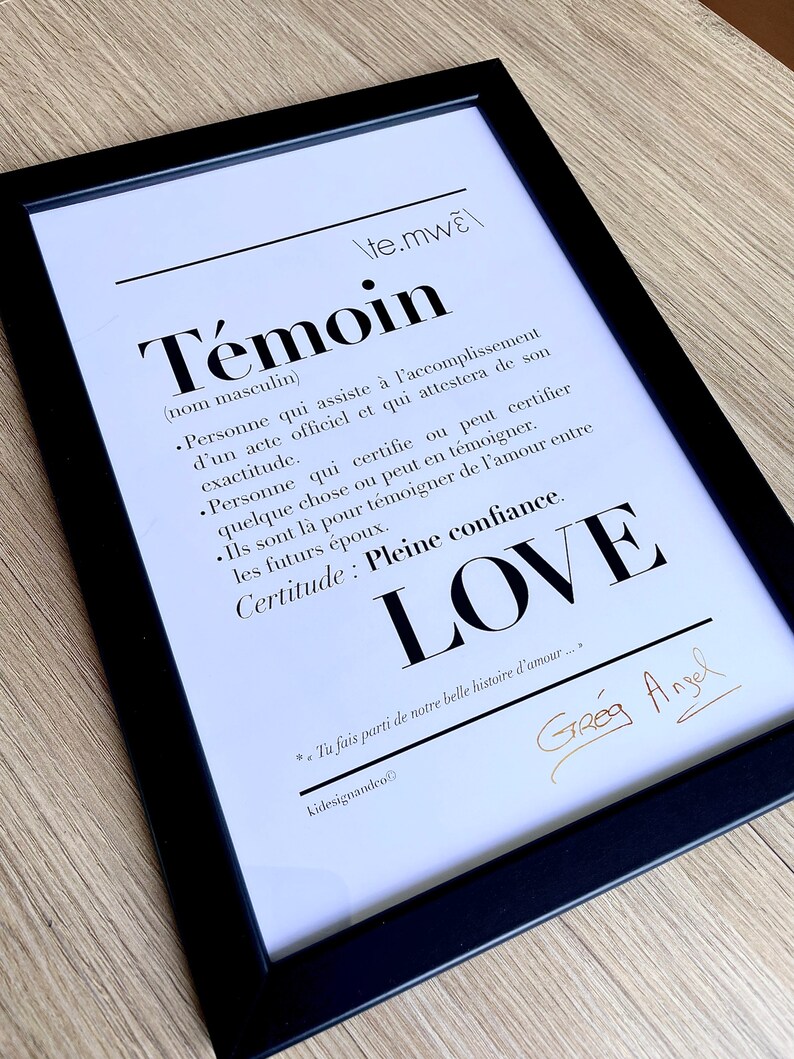 Affiche définition Temoin - Etsy France